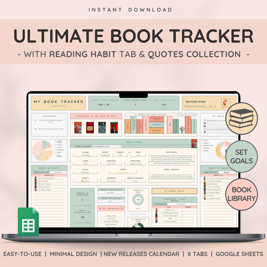 Ultimate Book & Reading Tracker With Book Collection Reading Planner ...