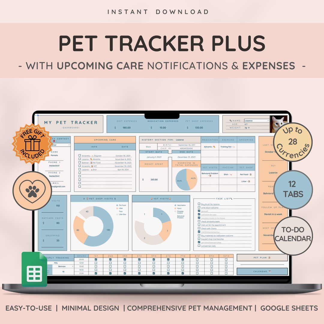 Premium Pet Care Tracker Organize Your Pet's Life Essential for Pet ...