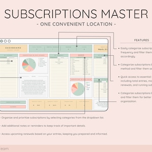 Streamline Your Subscriptions | Effortless Tracking & Financial Planning Template | Automated ...