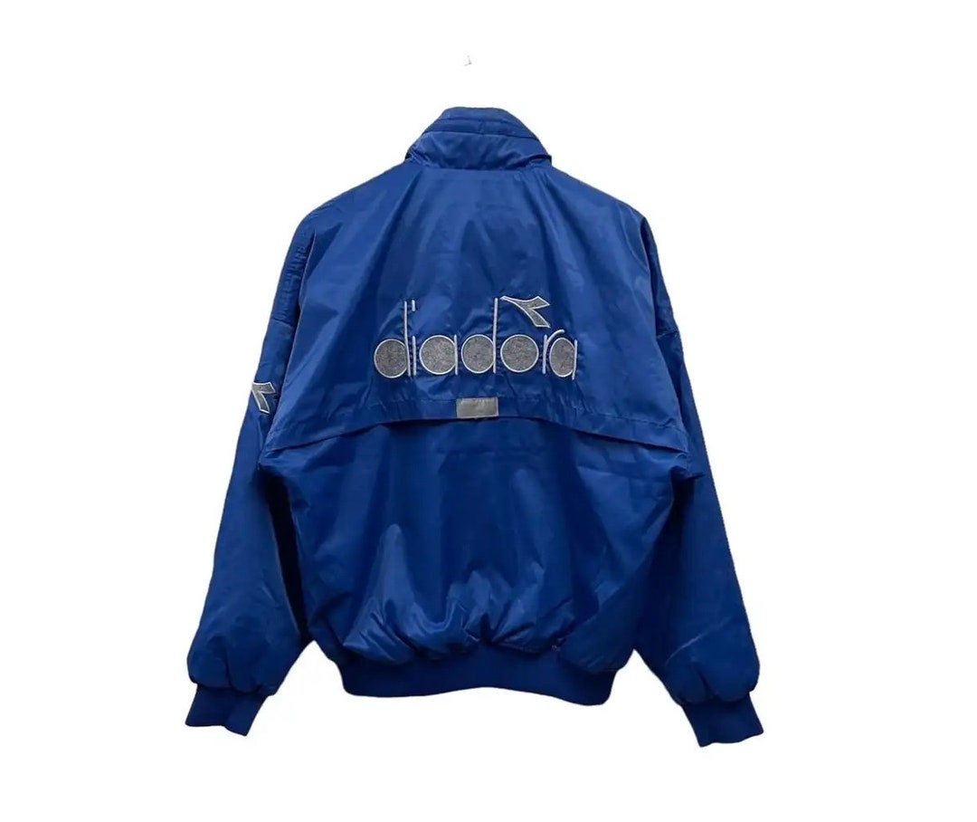 Vintage 90s Diadora Sweater Jacket Bomber Big Logo - Etsy