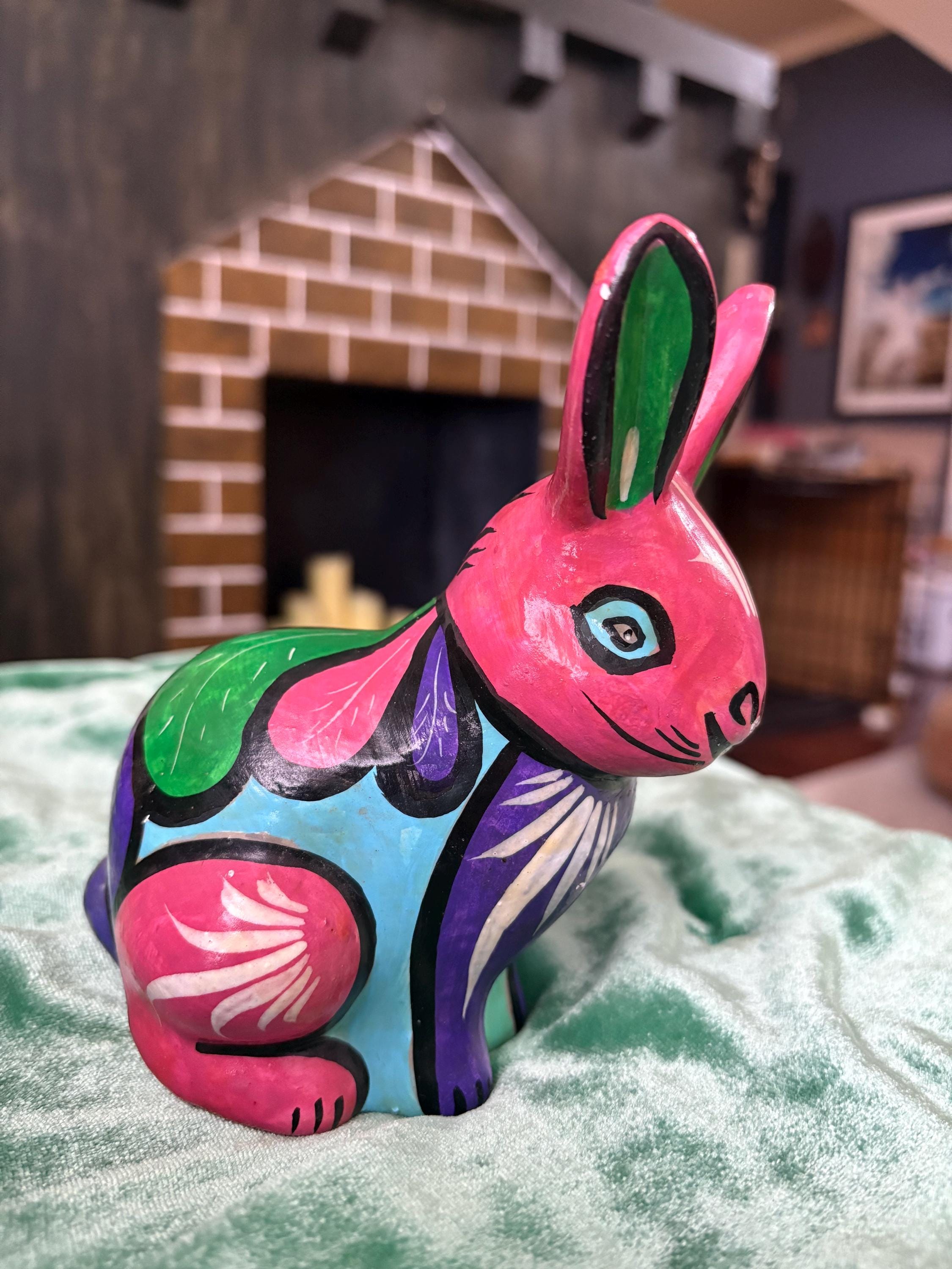 Hand-painted Oaxacan Alebrije Rabbit: Mexican Folk Art Figurine - Etsy