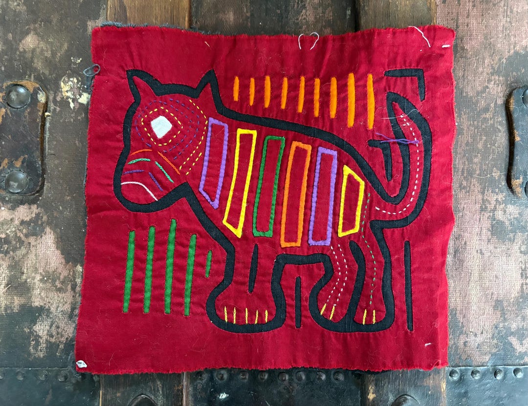 Colorful Handmade Mola Textile Panel – Guna Art Featuring Stylized ...