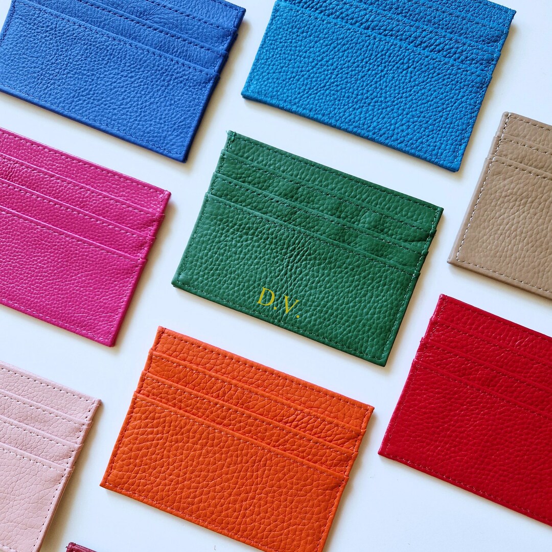 JANE Personalized Leather Card Wallet Monogrammed Card Wallet ...
