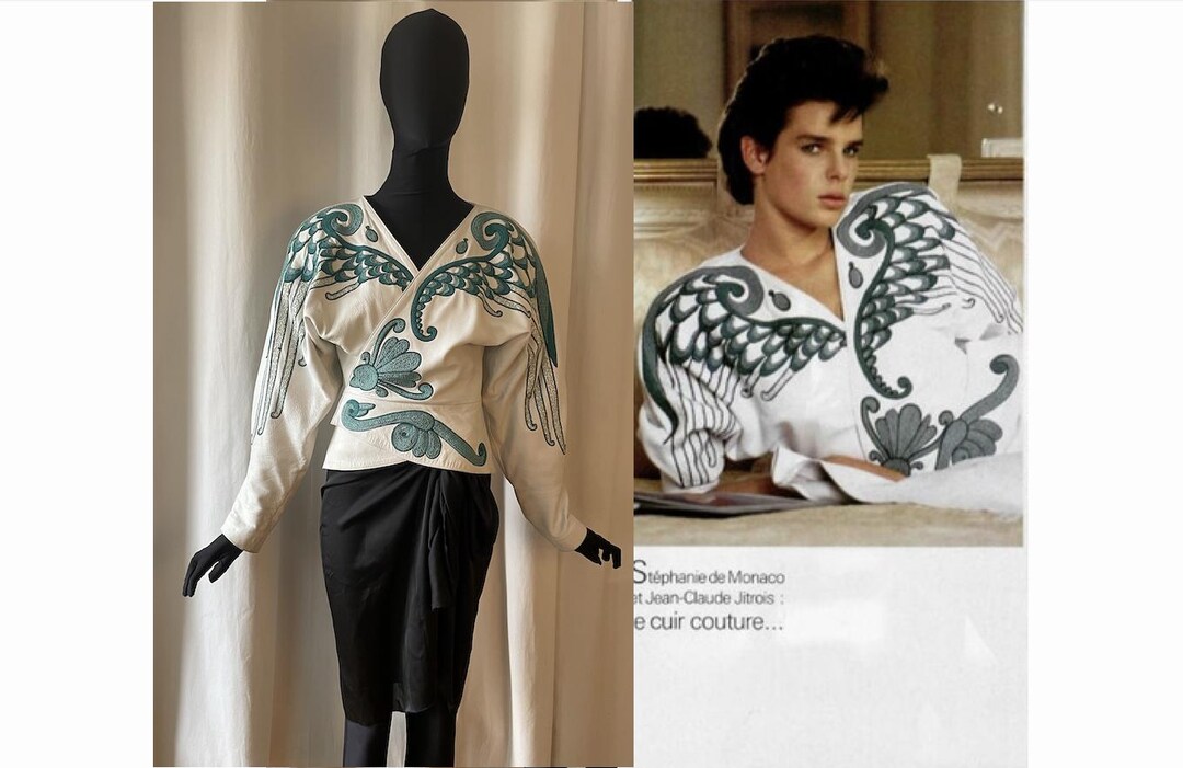 Vintage 80s Jean Claude Jitrois Embroidered White Leather Jacket - Etsy