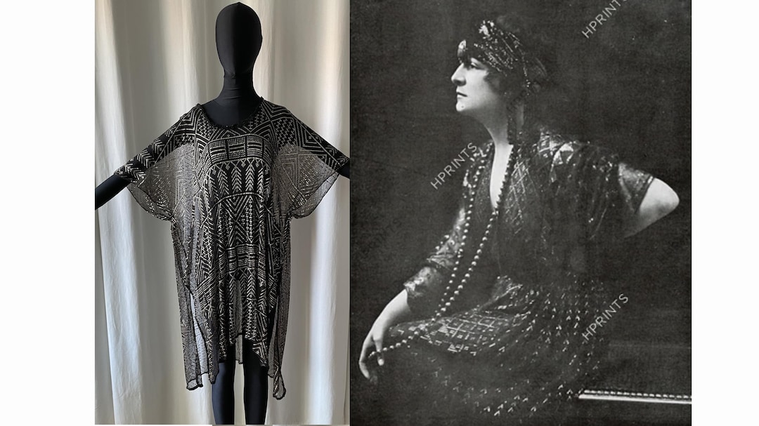 1920's Vintage Egyptian Bordered Dress,1920's Art Deco Egyptian Assuit ...
