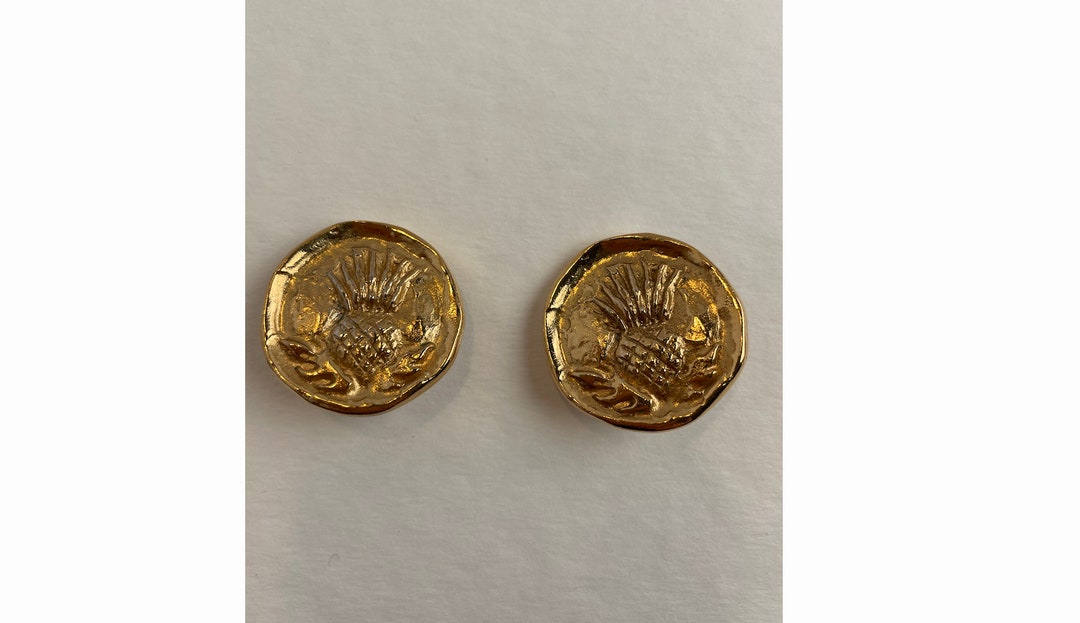 Yves Saint Laurent Gold Pineapple Coin Earring 80s - Etsy