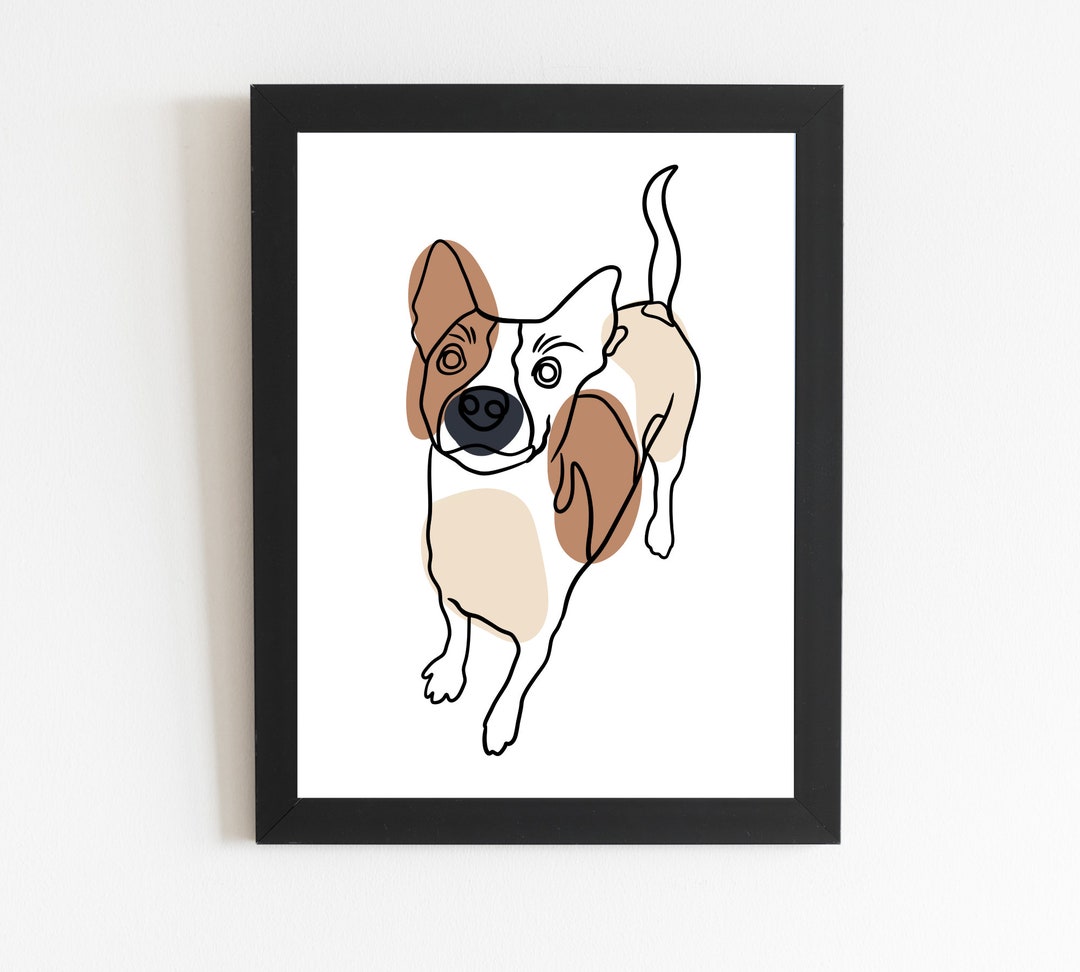 Custom Pet Line Art Portrait, Pet Photo, Personalised Digital Dog ...