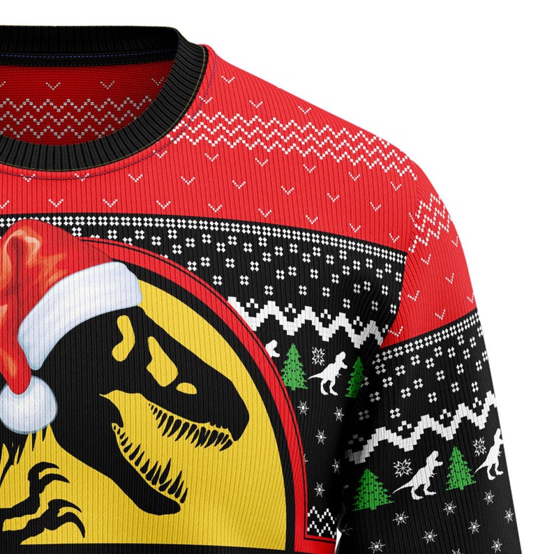 Santa Claws Dinosaur Christmas Sweater, Custom Photo Ugly Xmas ...