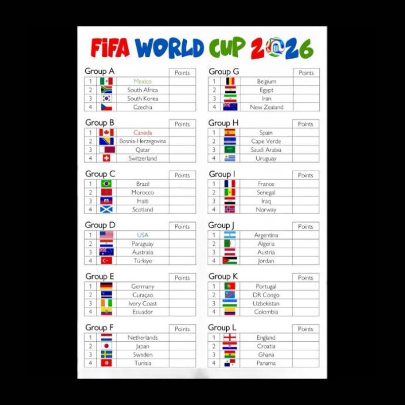 2026 World Cup Schedule Poster - Etsy