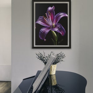 Purple Blooming Lilith Flower, Flower Market, Botanical Oil Painting ...