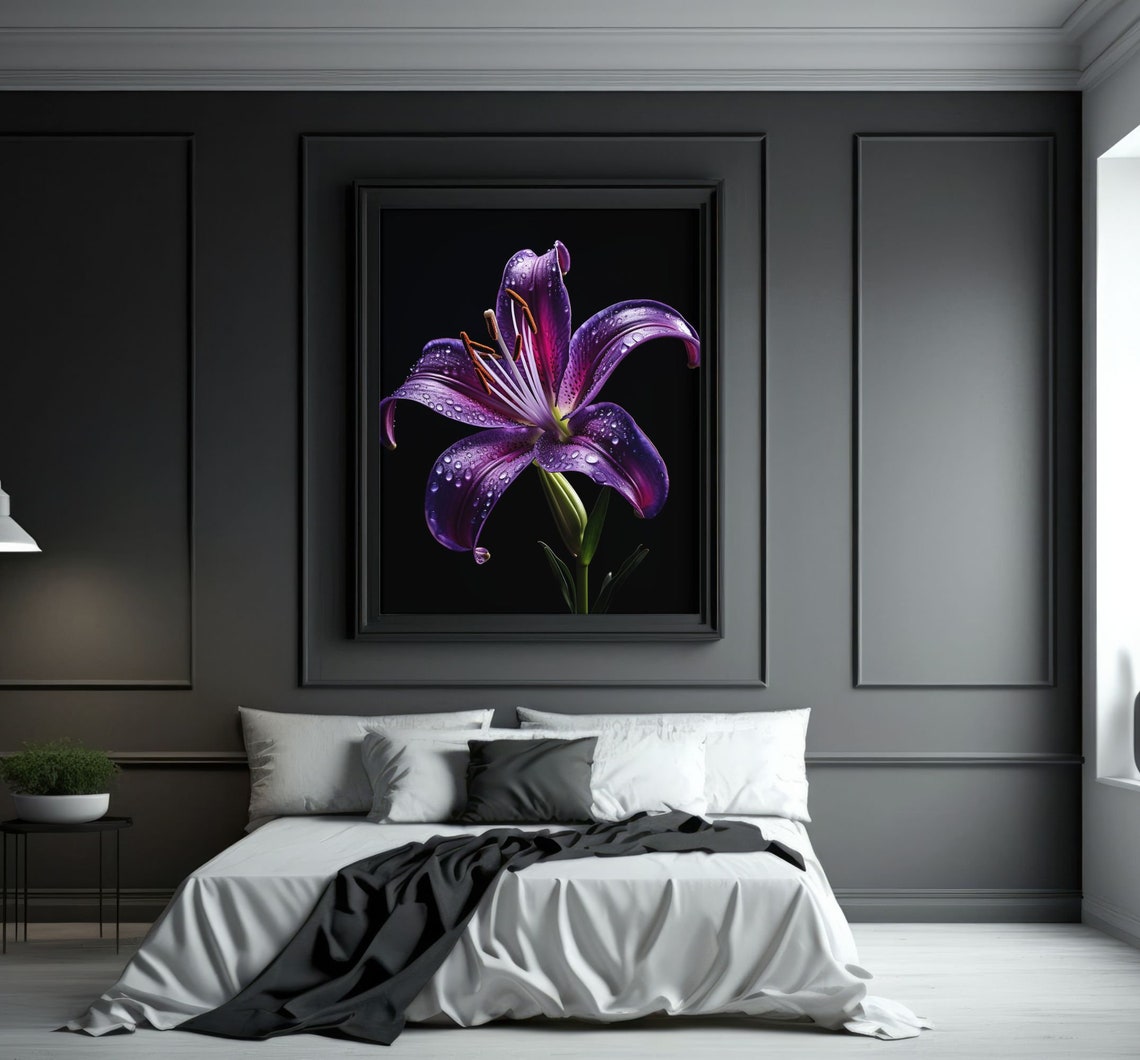 Purple Blooming Lilith Flower, Flower Market, Botanical Oil Painting ...