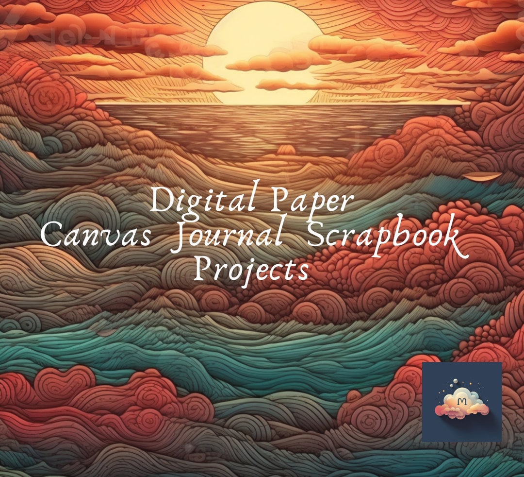 Sunset Silhouette Digital Paper, Journal and Scrapbook 2024, Intricate ...