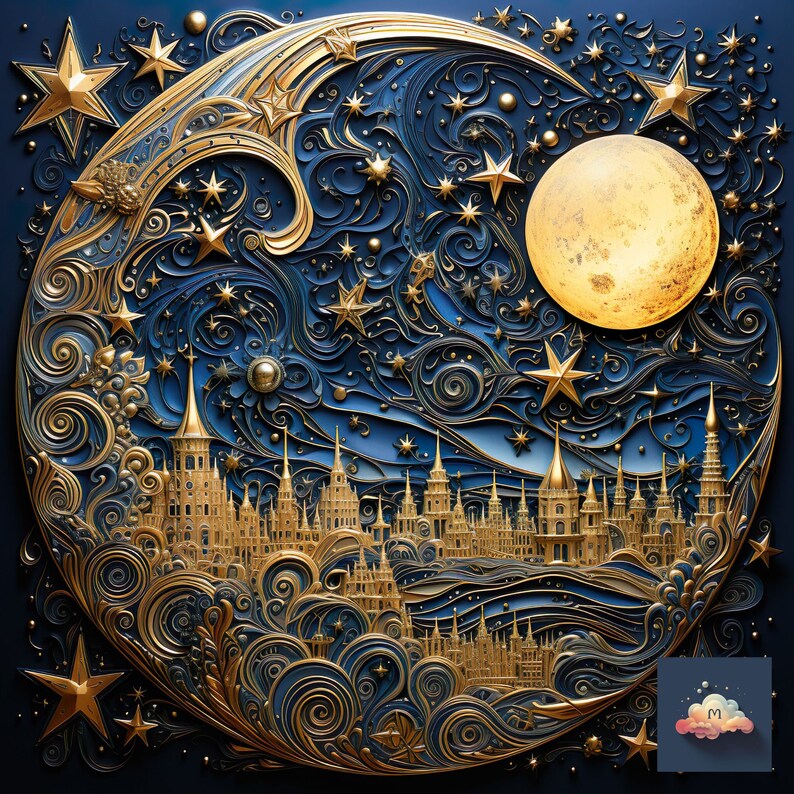 Sky Full of Stars, Design Digital Paper, Intricate Details, 4 Patterns ...