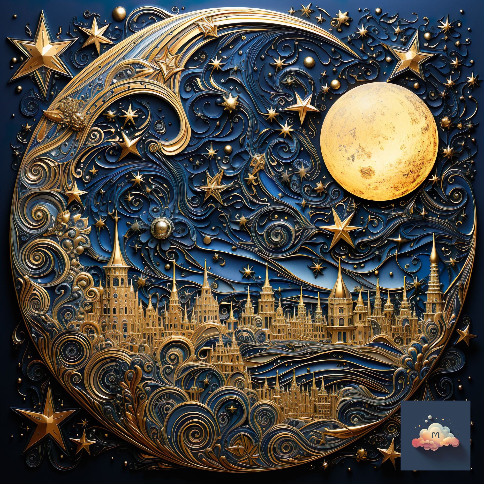 Sky Full of Stars, Design Digital Paper, Intricate Details, 4 Patterns ...