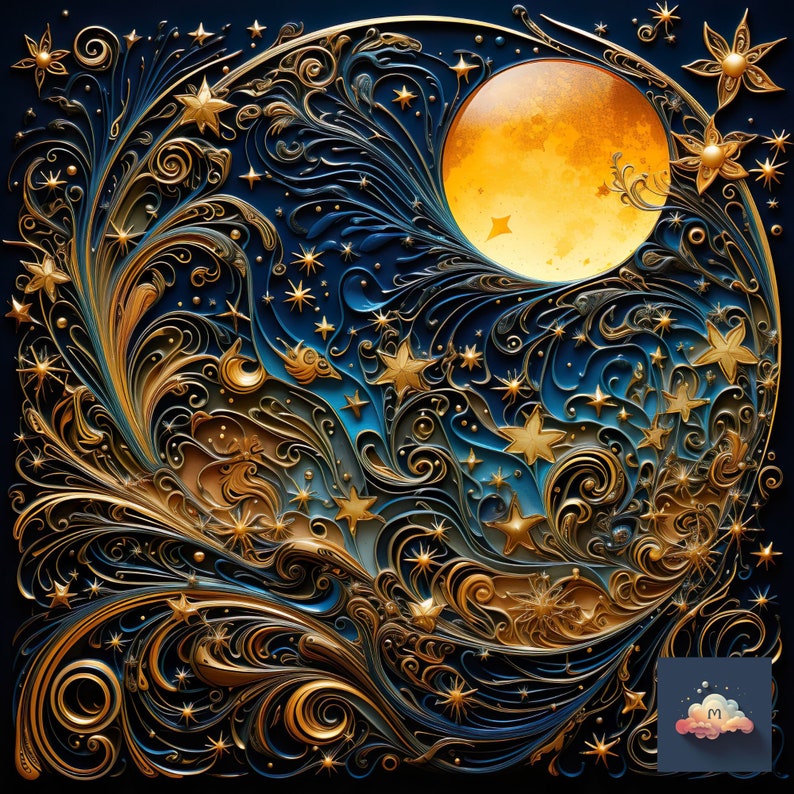 Sky Full of Stars, Design Digital Paper, Intricate Details, 4 Patterns ...
