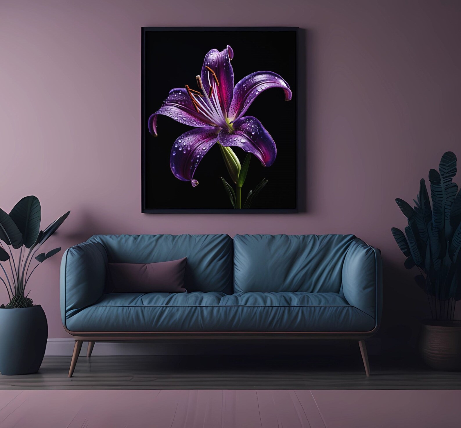 Purple Blooming Lilith Flower, Flower Market, Botanical Oil Painting ...