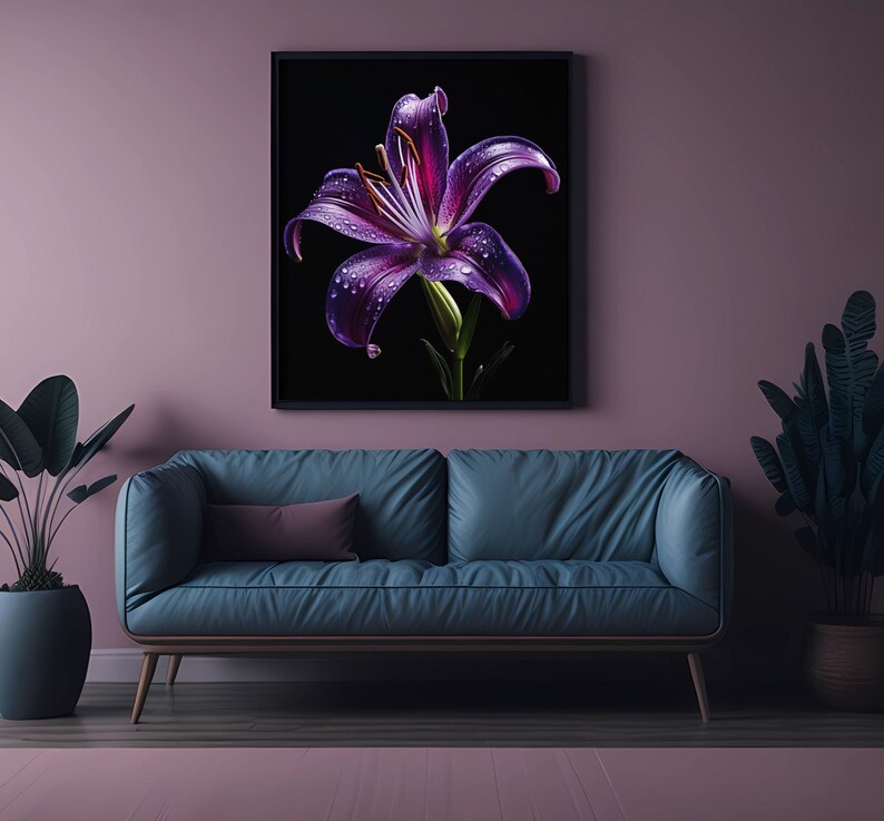 Purple Blooming Lilith Flower, Flower Market, Botanical Oil Painting ...