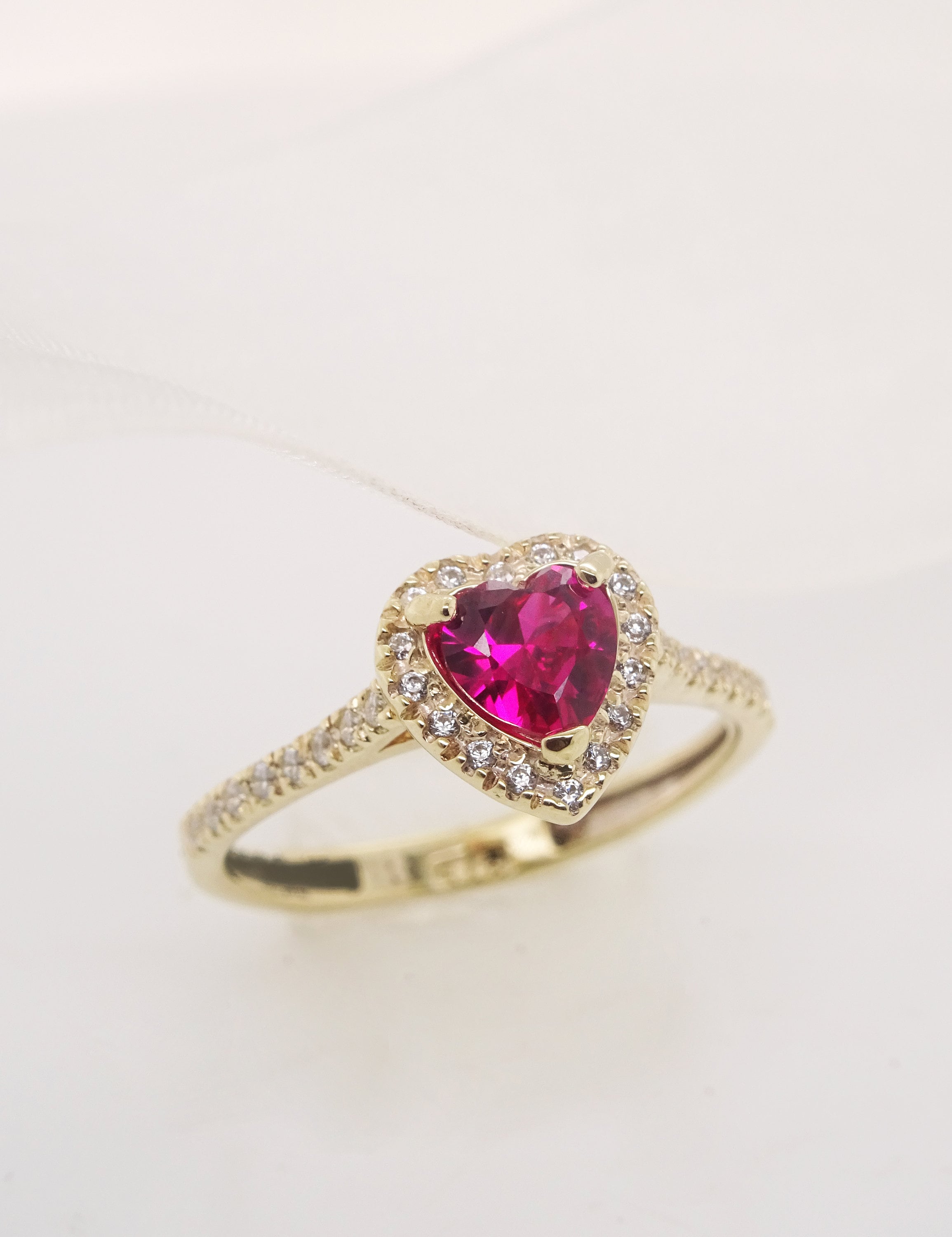 Solid Gold Ruby Heart Ring Gold Gold Heart Ring K14 Gold - Etsy