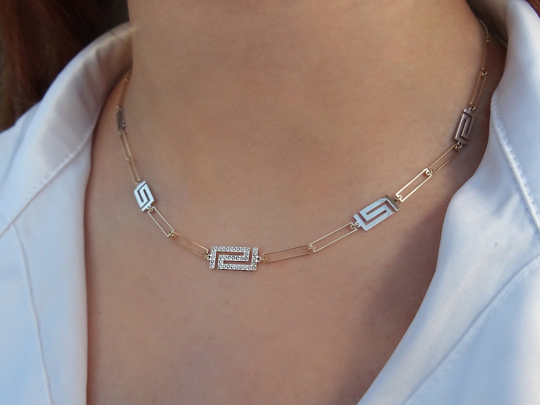 Solid Gold Greek Pendant, Meander Pendant, Greece Lover Gift - Etsy
