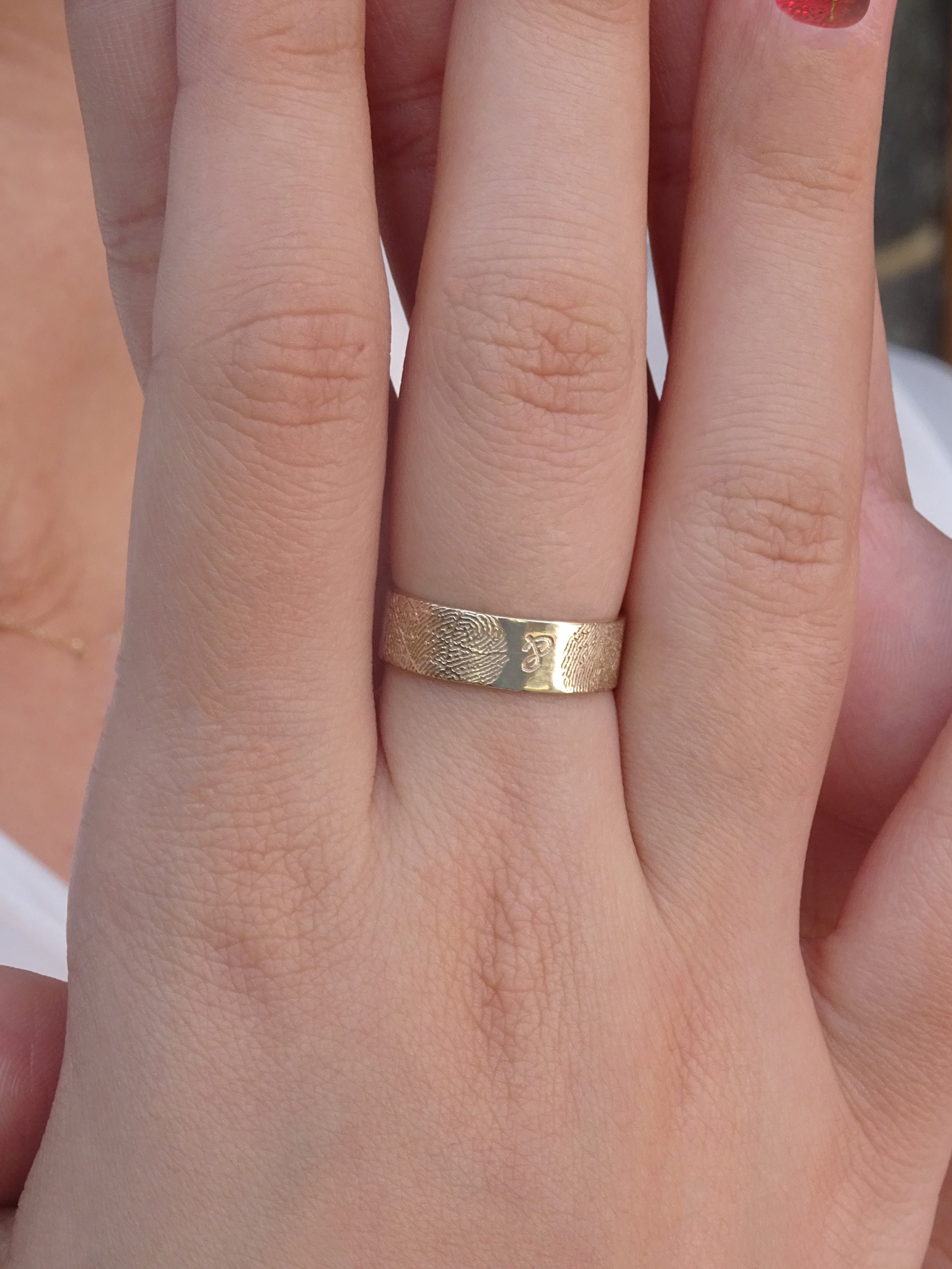 Solid Gold Fingerprint Ring K18 Custom Fingerprint Band Ring - Etsy
