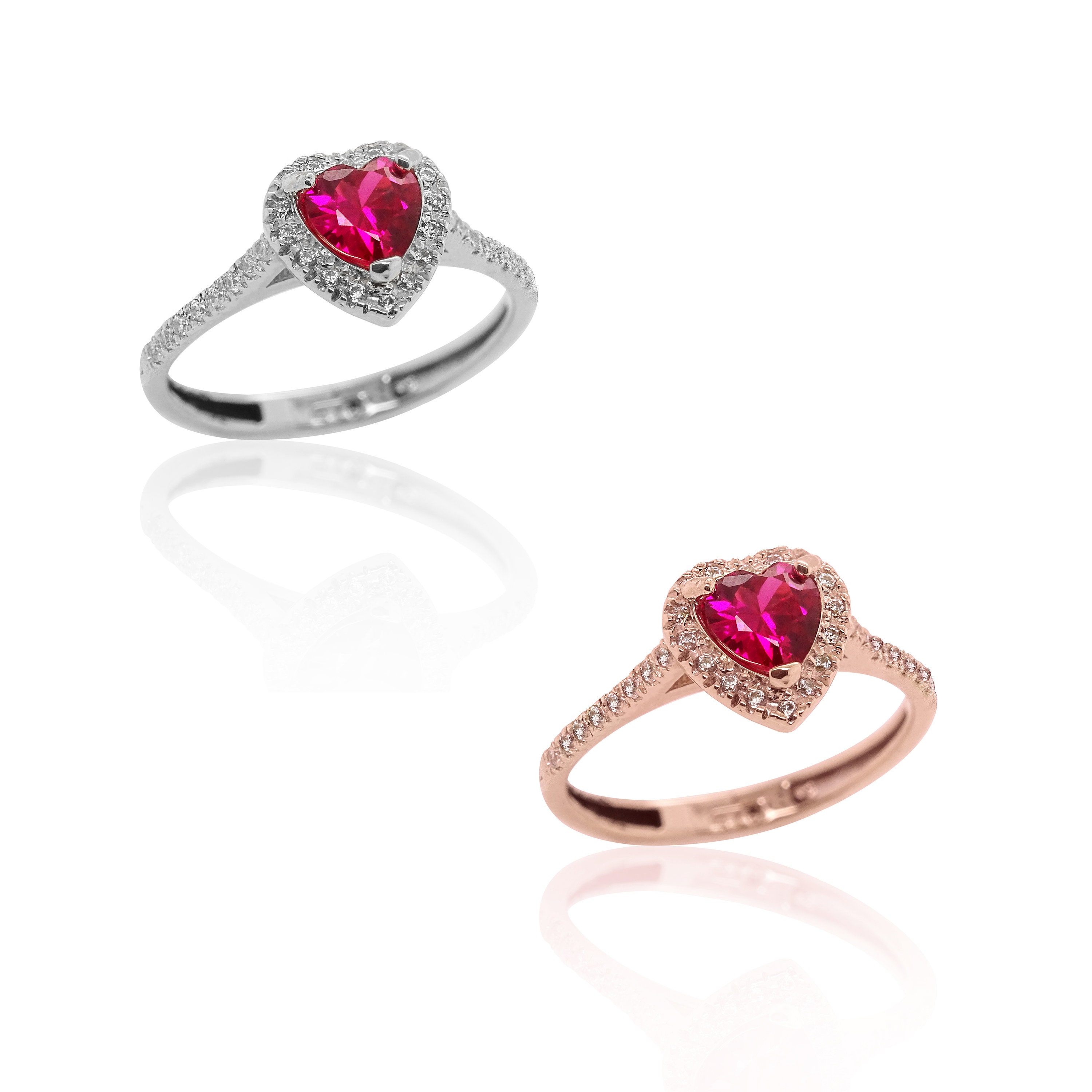 Solid Gold Ruby Heart Ring Gold Gold Heart Ring K14 Gold - Etsy