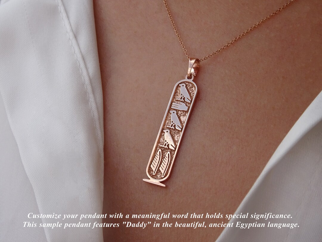 Silver Egypt Cartouche Necklace, Silver Hieroglyph Necklace, Mother’s ...