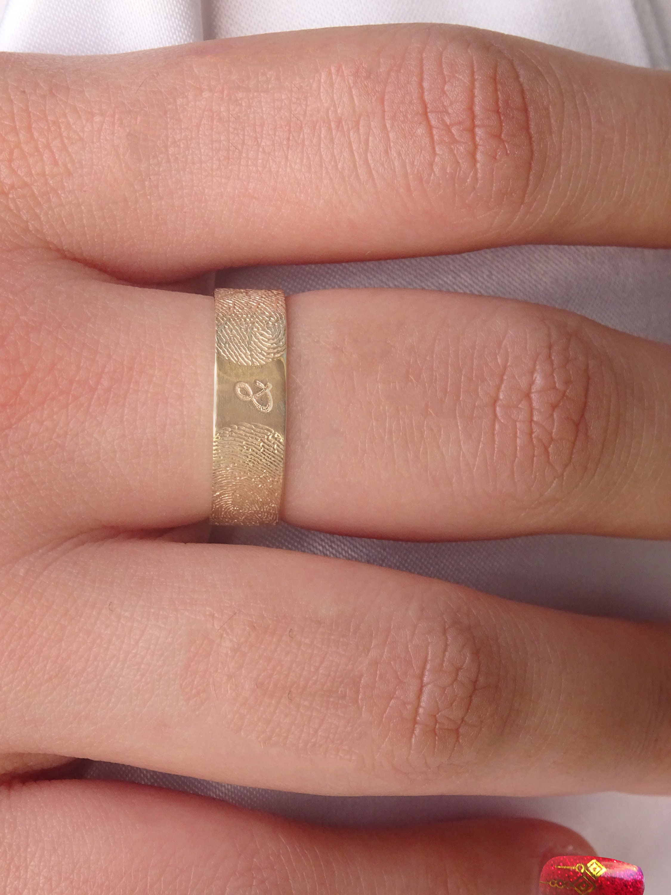 Solid Gold Fingerprint Ring K18 Custom Fingerprint Band Ring - Etsy