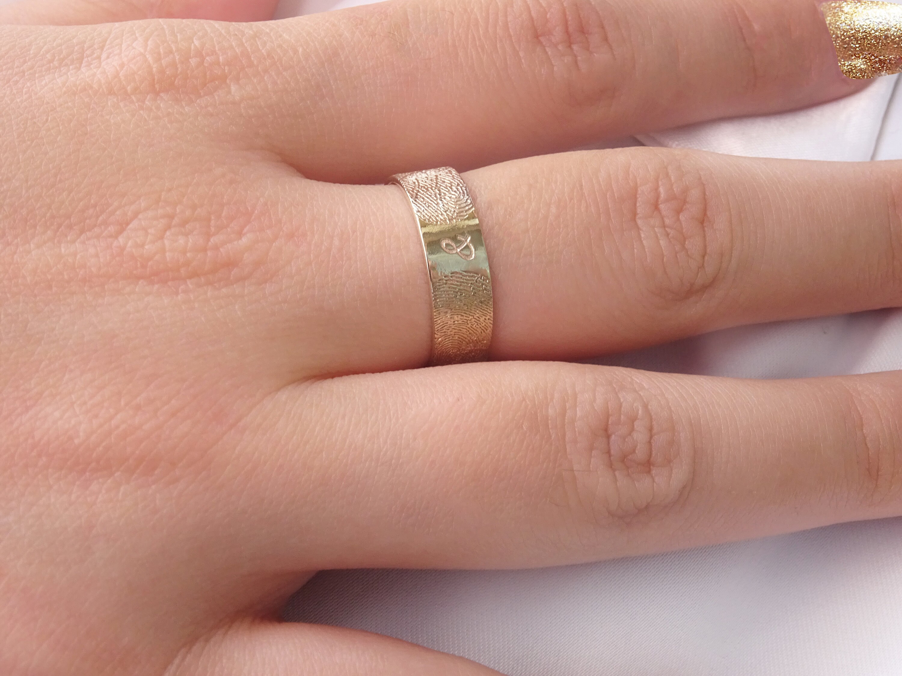 Solid Gold Fingerprint Ring K18 Custom Fingerprint Band Ring - Etsy