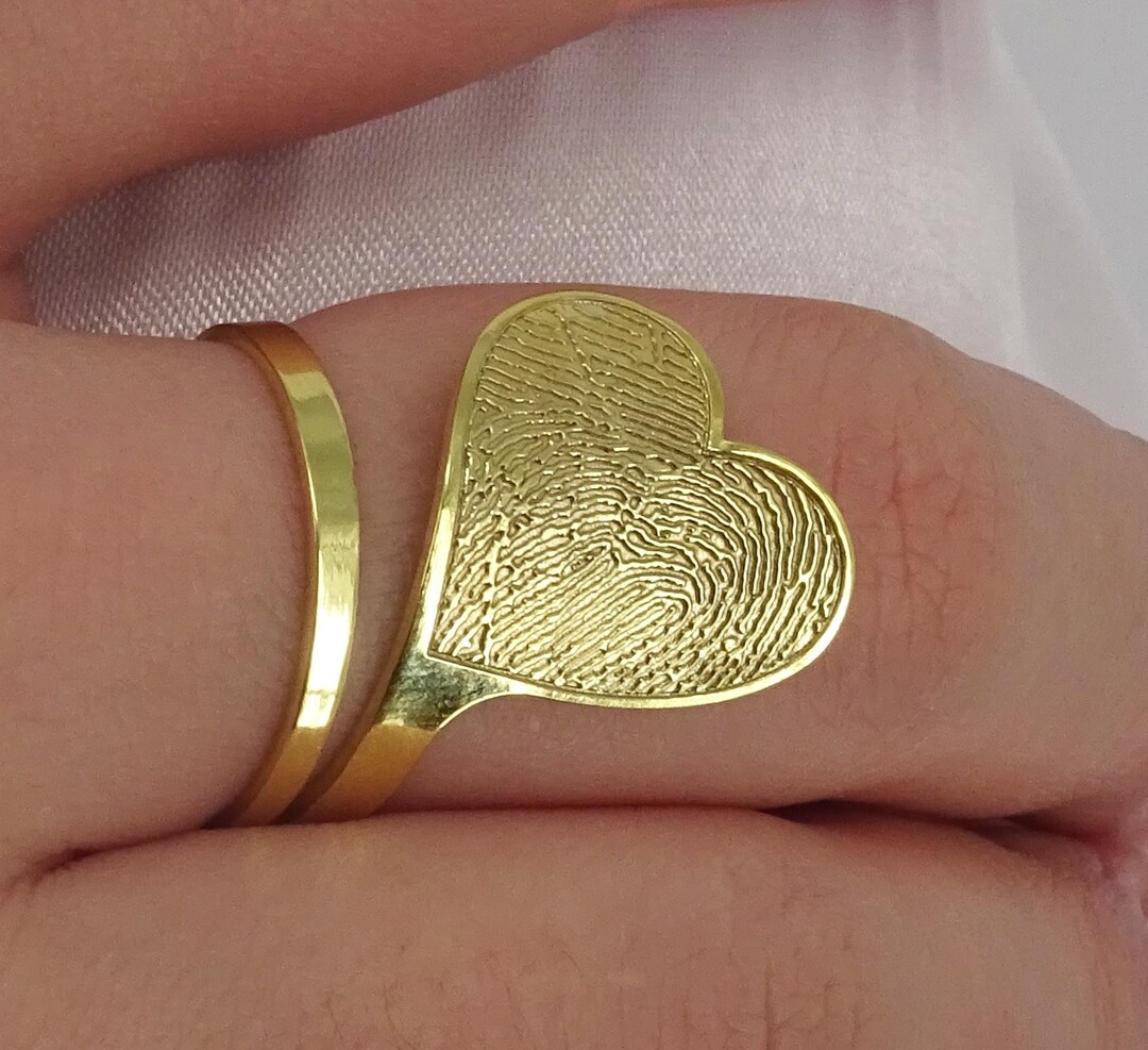 Solid Gold Fingerprint Ring in K9, K14, K18, Memorial & Promise Ring ...