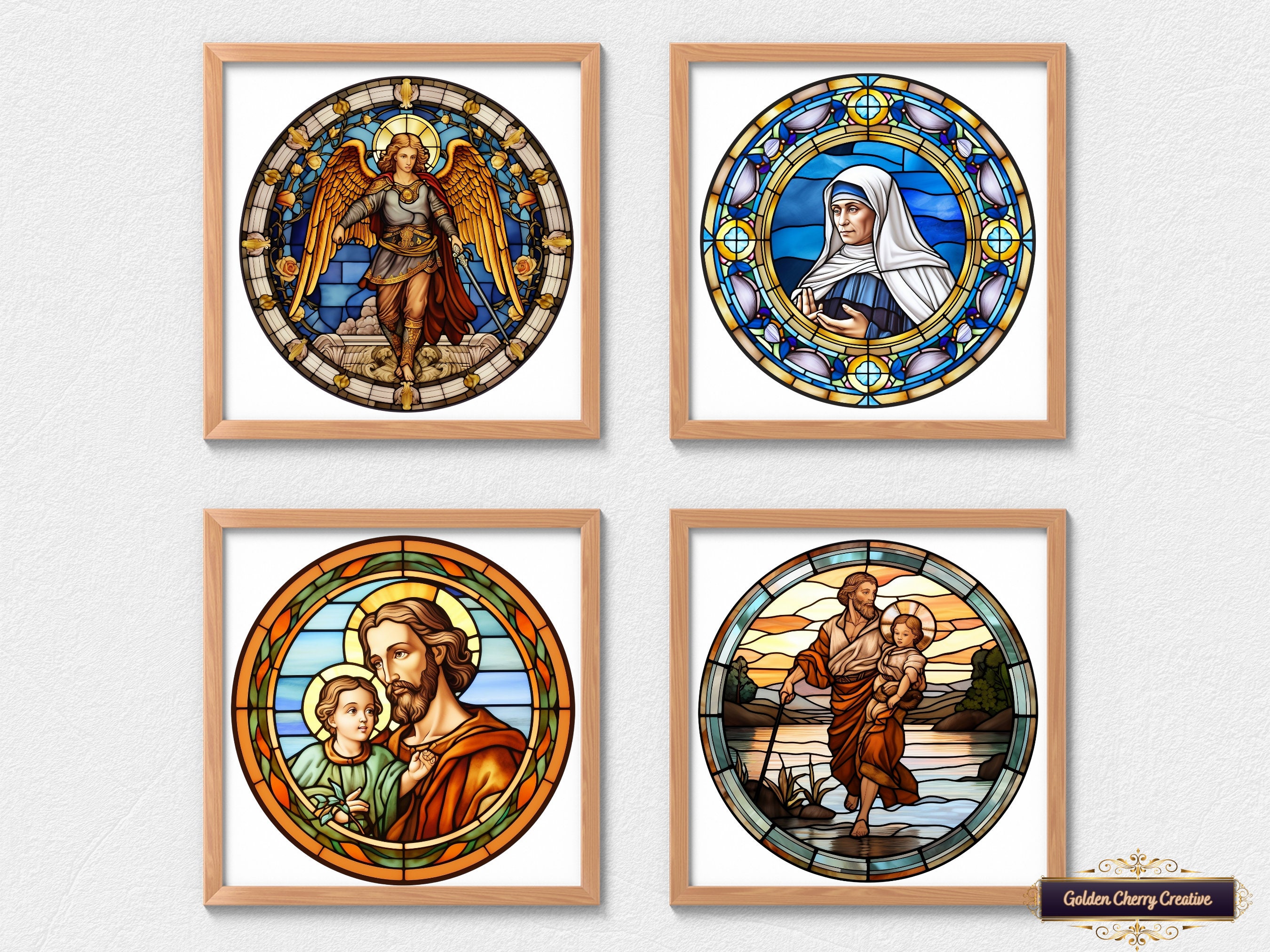 Stained Glass Saints Sublimation Bundle 14 PNG Files Christian ...
