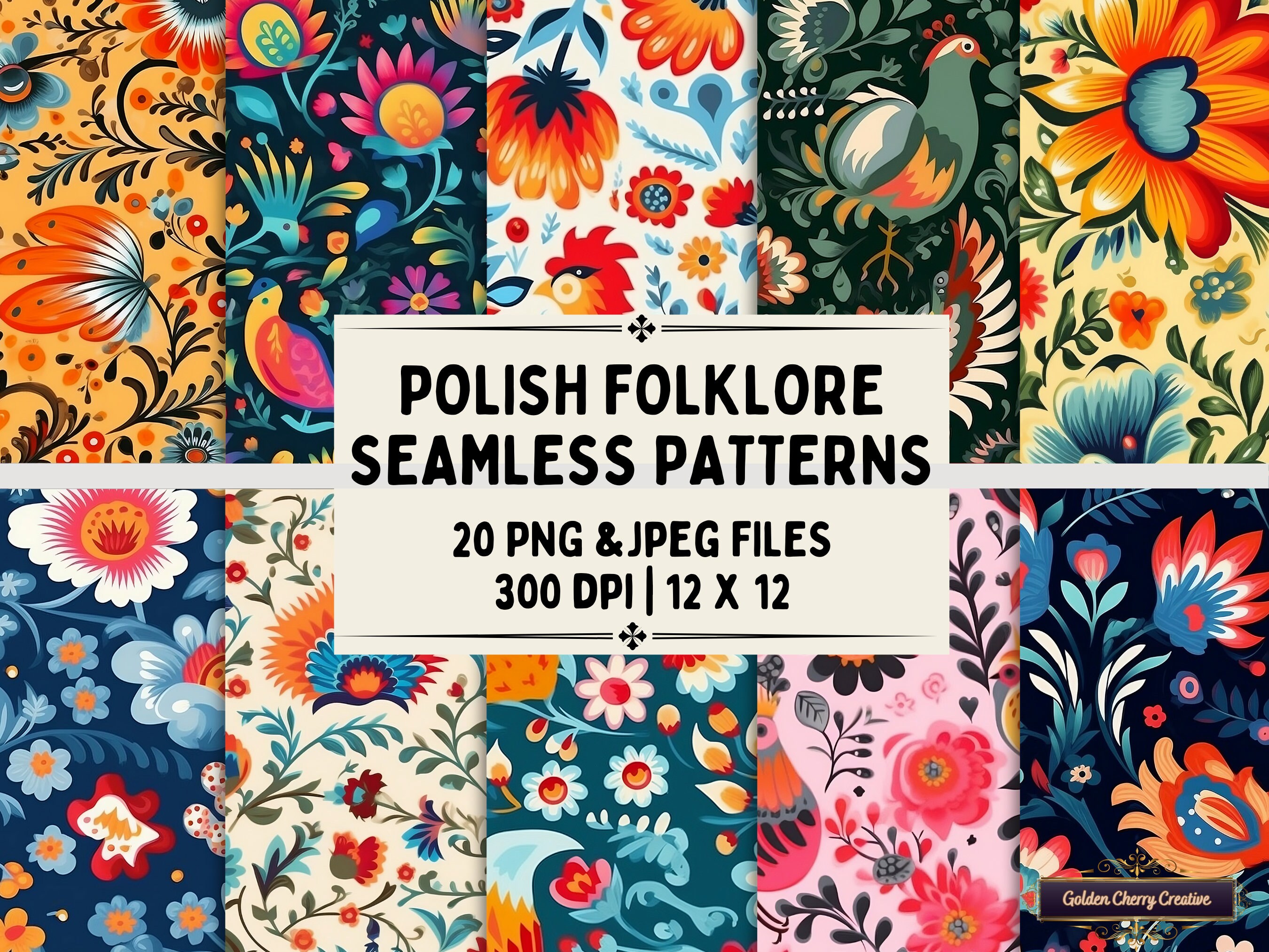 20 Polish Folklore Seamless Patterns PNG & JPEG Digital Paper Set for ...