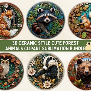 3D Forest Animals Clipart: Ceramic Style PNG Bundle (25 Files) - Etsy