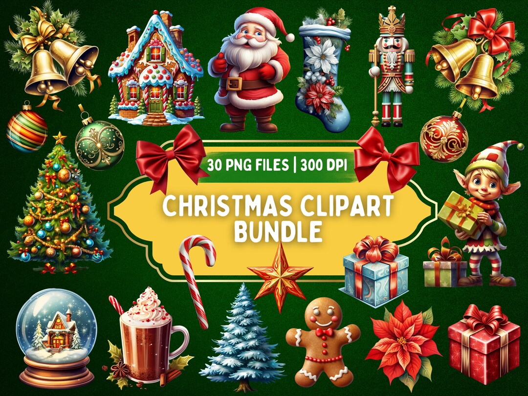 Christmas PNG Clipart Bundle: Holiday Graphics (digital Download) - Etsy