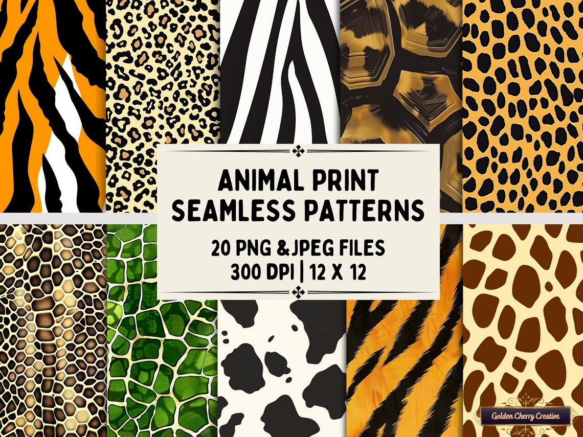 Animal Print Seamless Patterns: PNG & JPEG Files (digital Download) - Etsy
