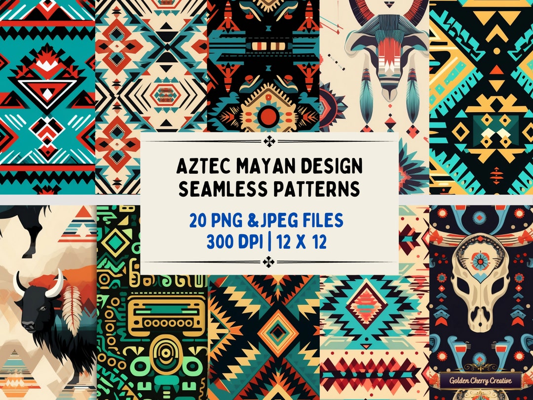 20 Aztec Mayan Seamless Patterns | PNG & JPEG Digital Paper Set for ...