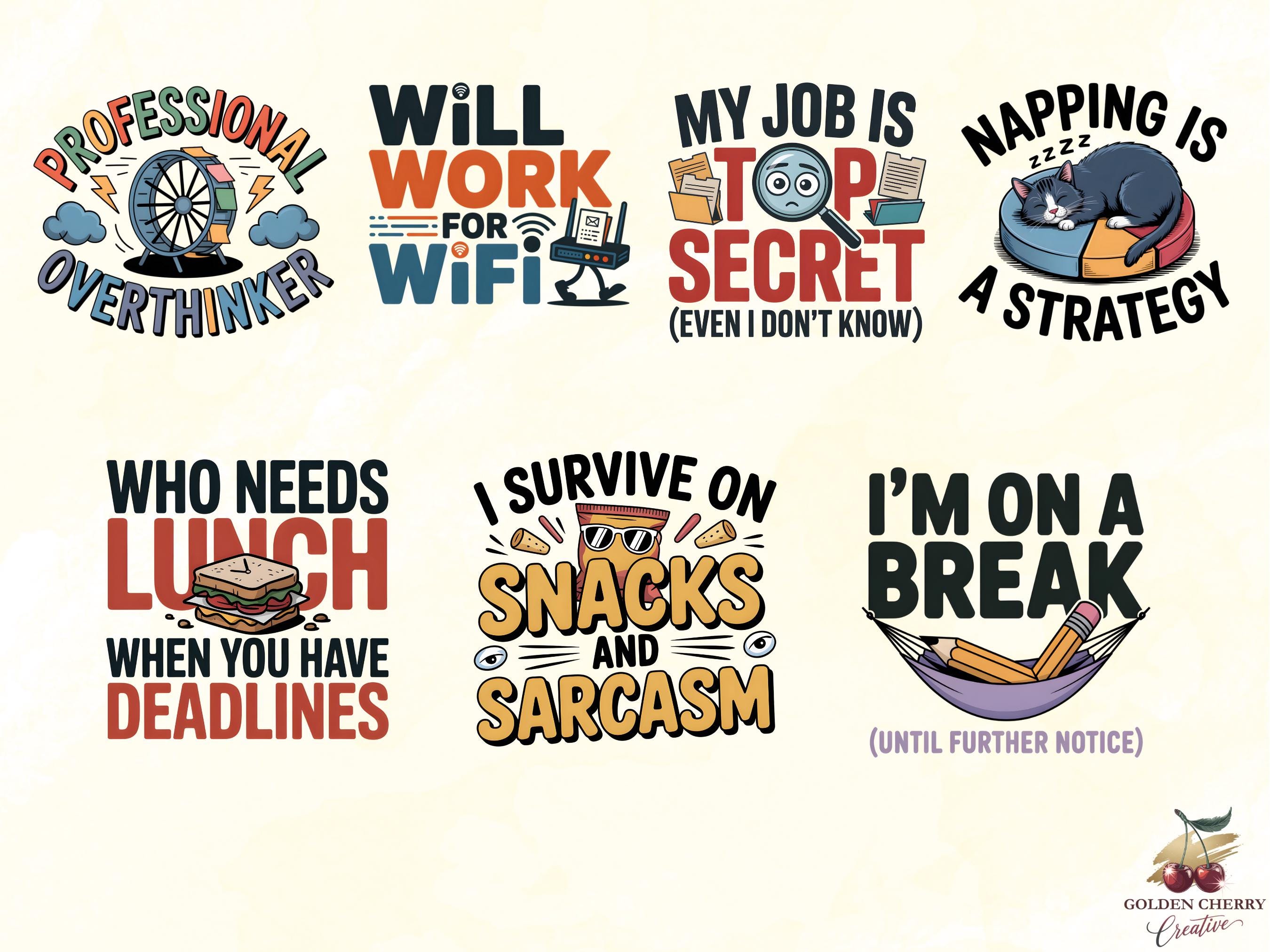 Funny Work Quotes PNG Bundle: Sarcastic Office Humor (36 Designs ...