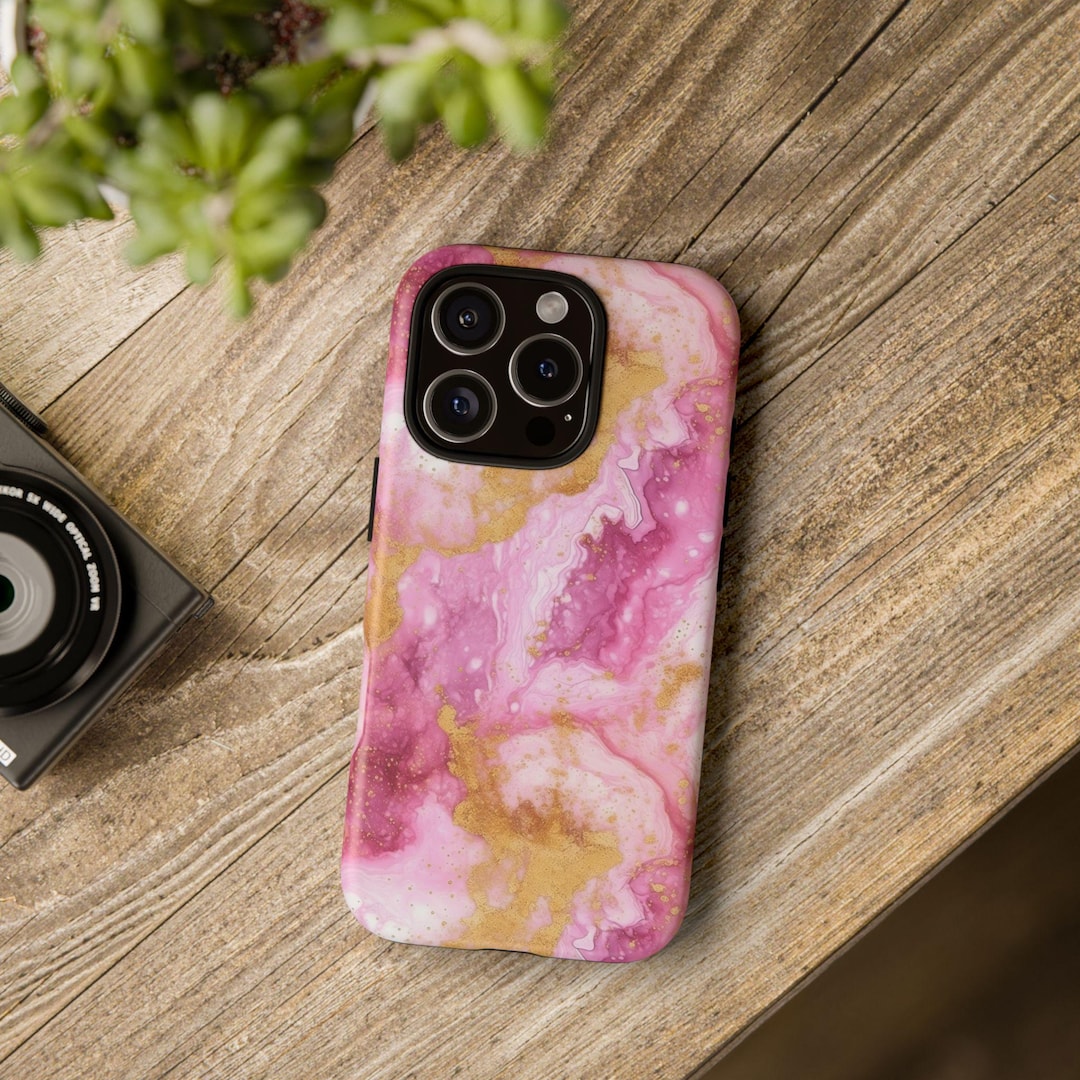 Phone Case, Pink and Gold Marble Design Phone Case, Protective Case ...