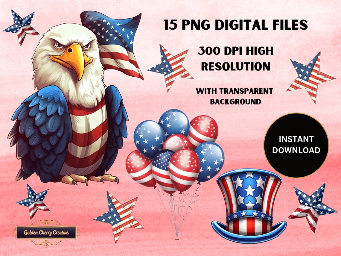 4th of July Clipart Bundle / USA Patriotic Illustrations / Independence ...