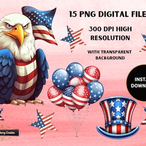 4th of July Clipart Bundle / USA Patriotic Illustrations / Independence ...