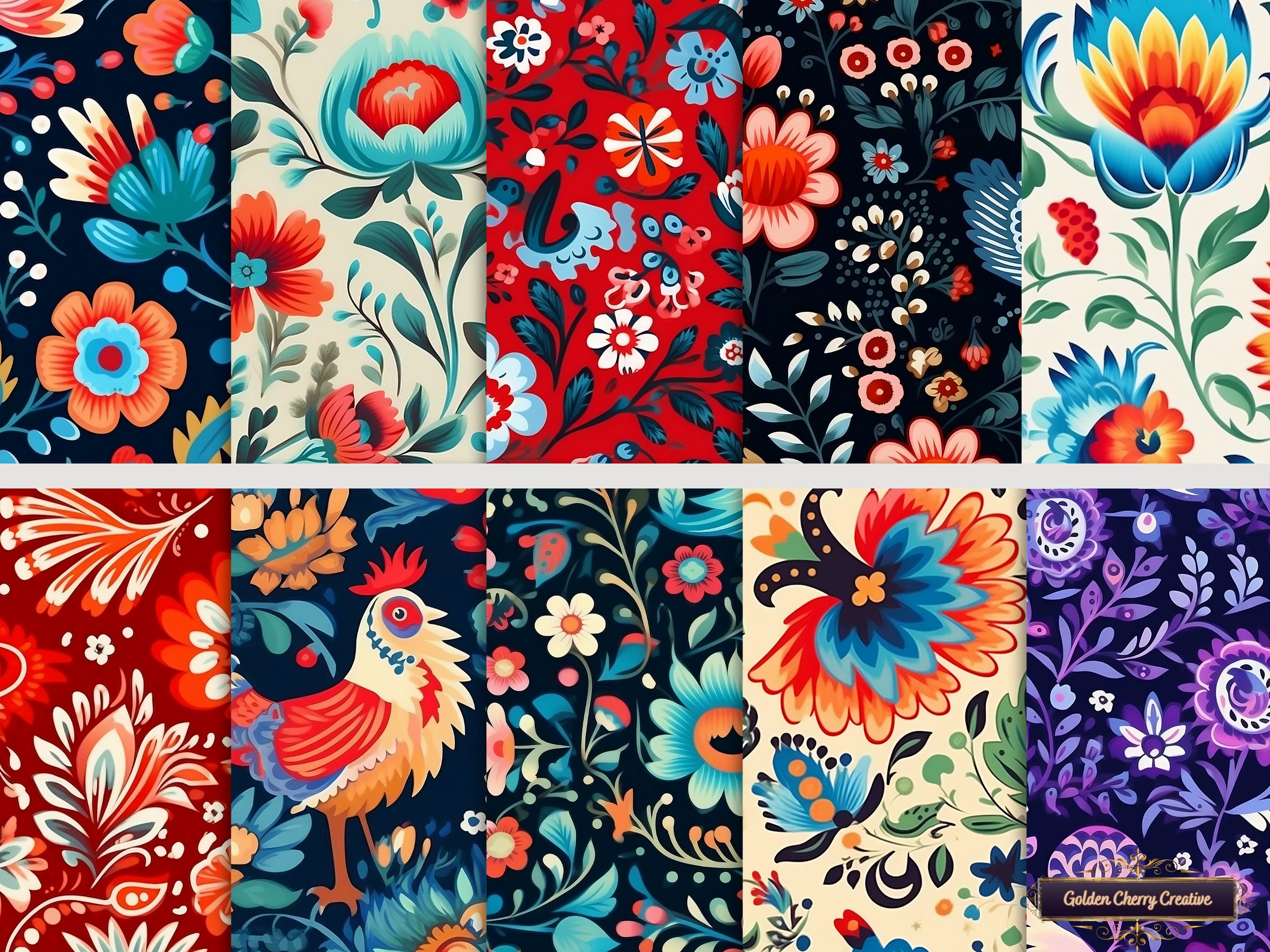 20 Polish Folklore Seamless Patterns PNG & JPEG Digital Paper Set for ...