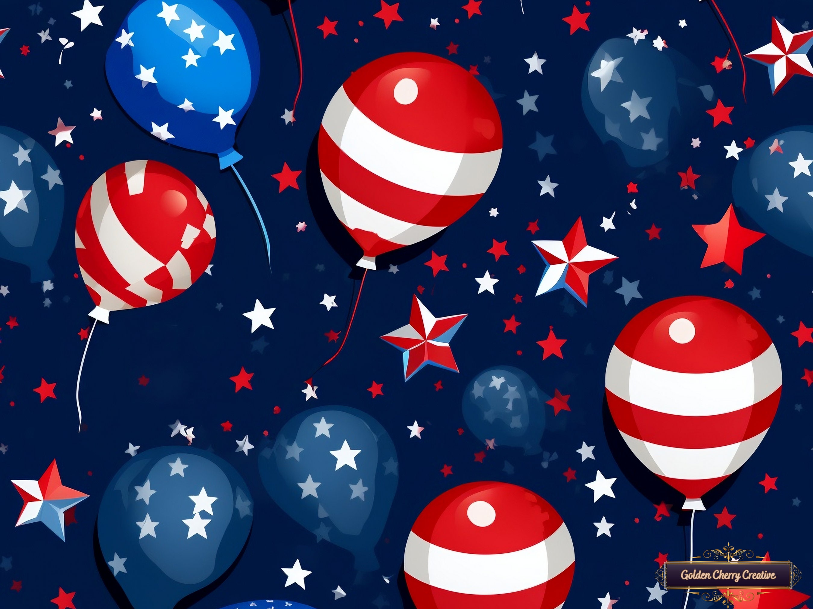 20 Patriotic 4th of July Seamless Patterns PNG & JPEG USA Independence ...