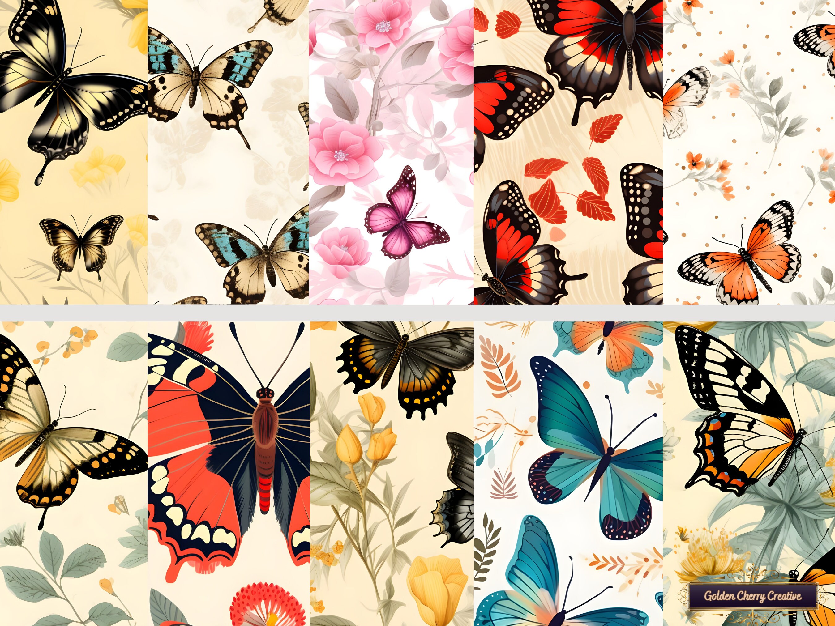 20 Butterfly Seamless Patterns PNG & JPEG Digital Paper Set - Etsy