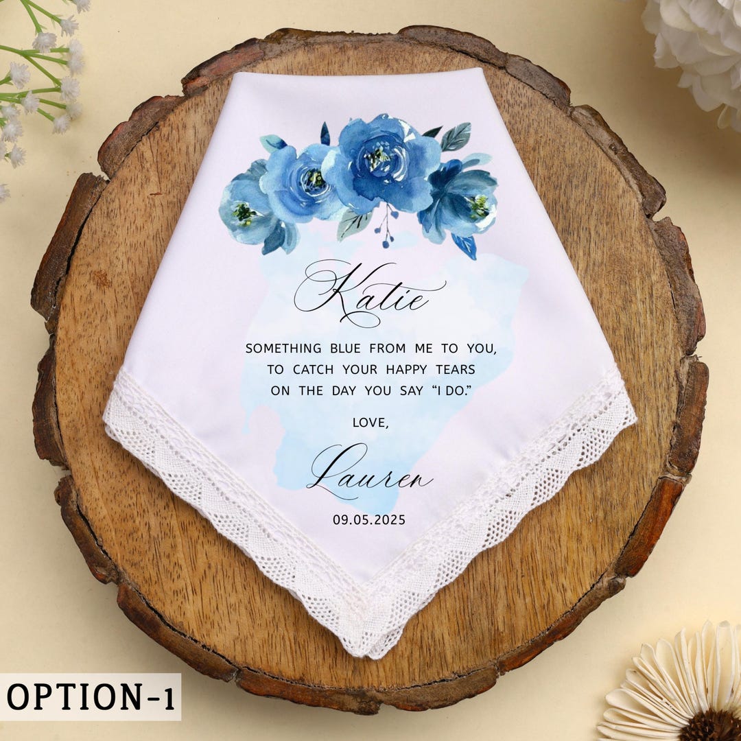 SOMETHING Blue Bride Gift on Wedding Day, Wedding Hankerchief Gift ...