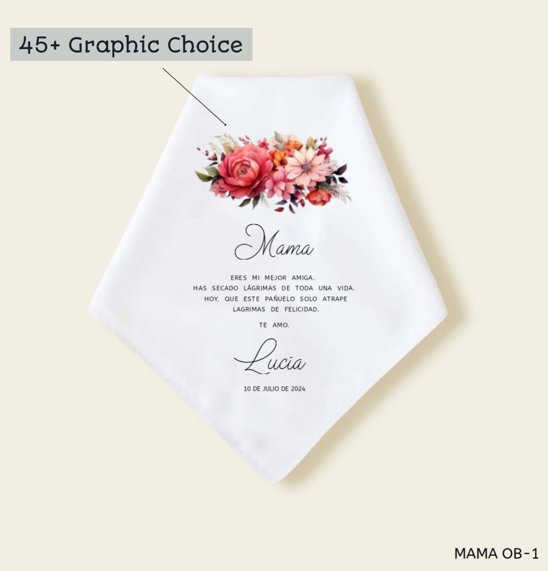 SPANISH Mother of the Bride Gift, Personalized Wedding Handkerchief ...