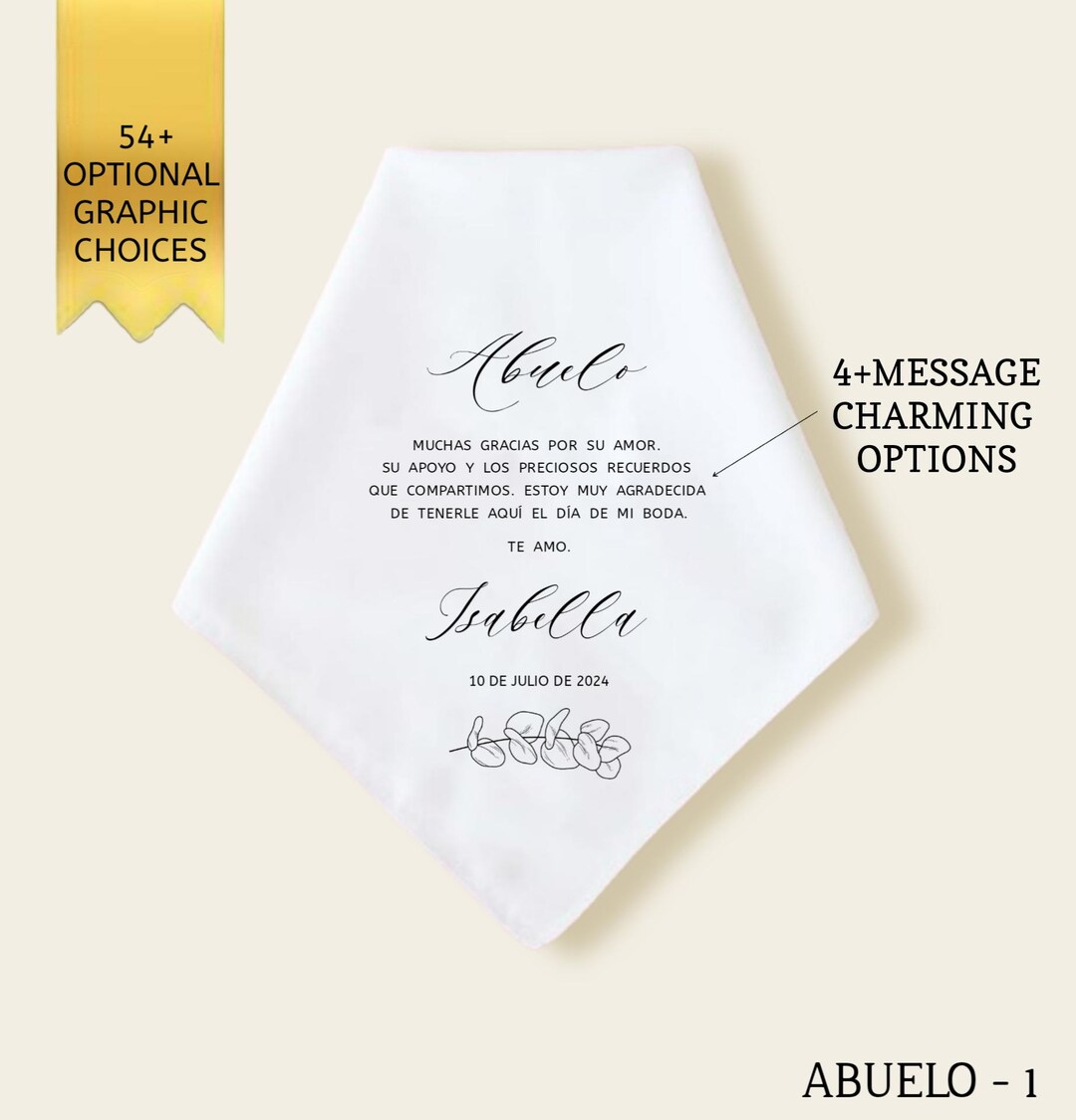 Personalized Spanish Wedding Handkerchief Gift for Grandfather - Etsy