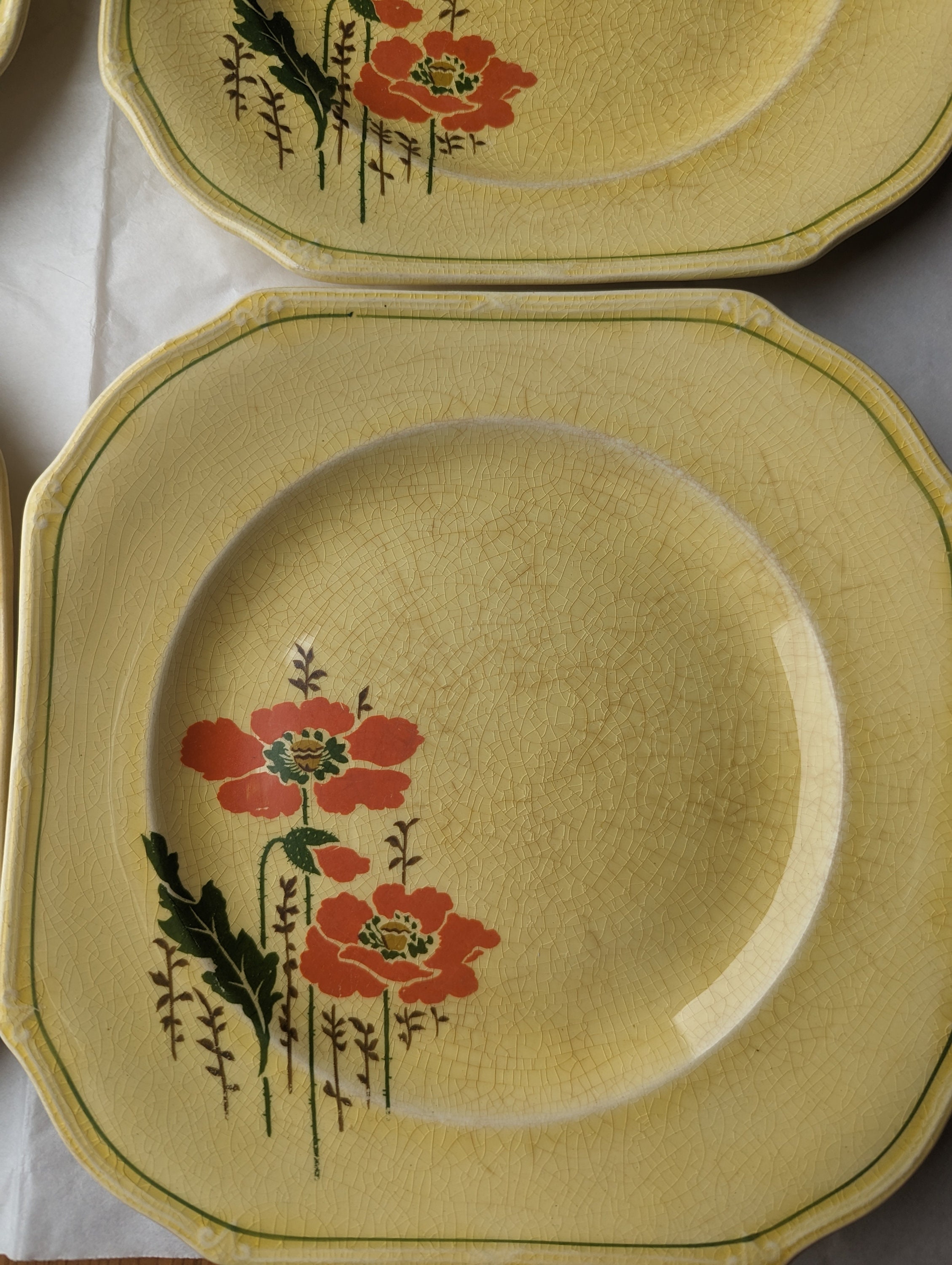 Set of 6 Square Vintage Poppy Plates - Etsy