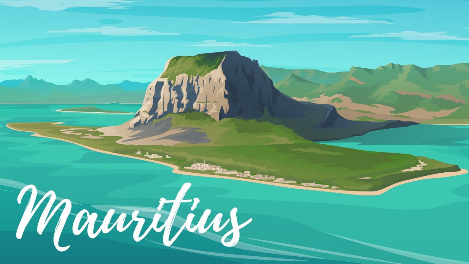 Mauritius Digital Poster With Text ( Le Morne ) - Etsy