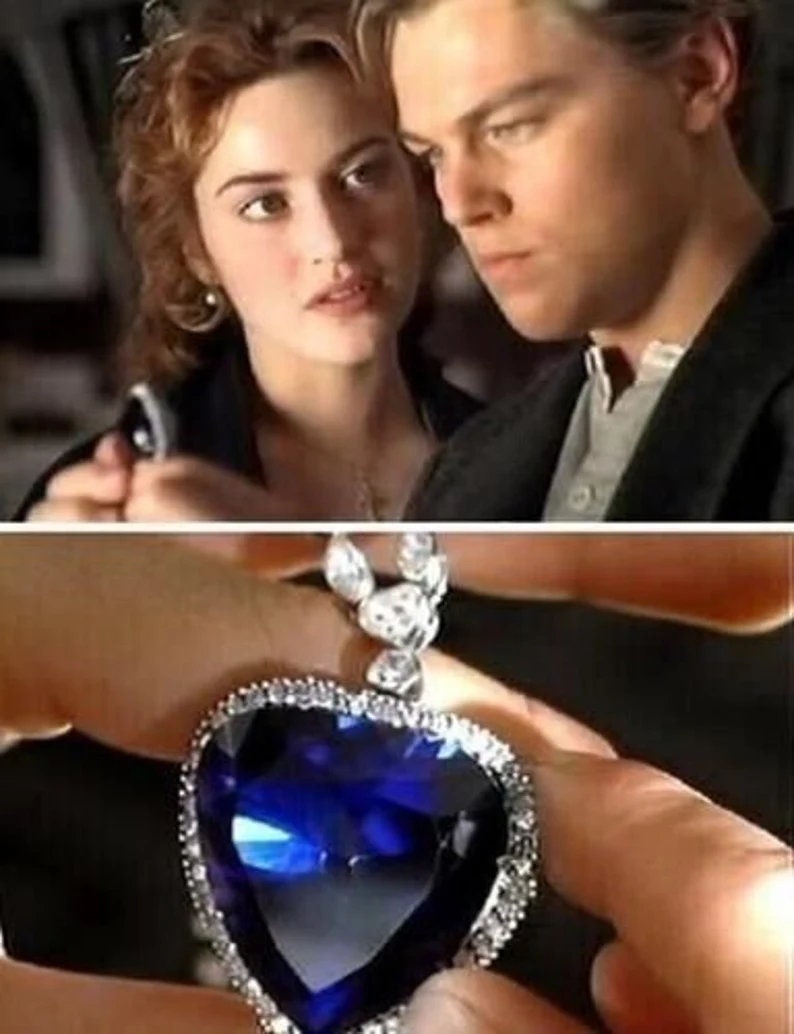 Titanic Heart of the Ocean Necklace & Pendant 50 Ct Blue - Etsy