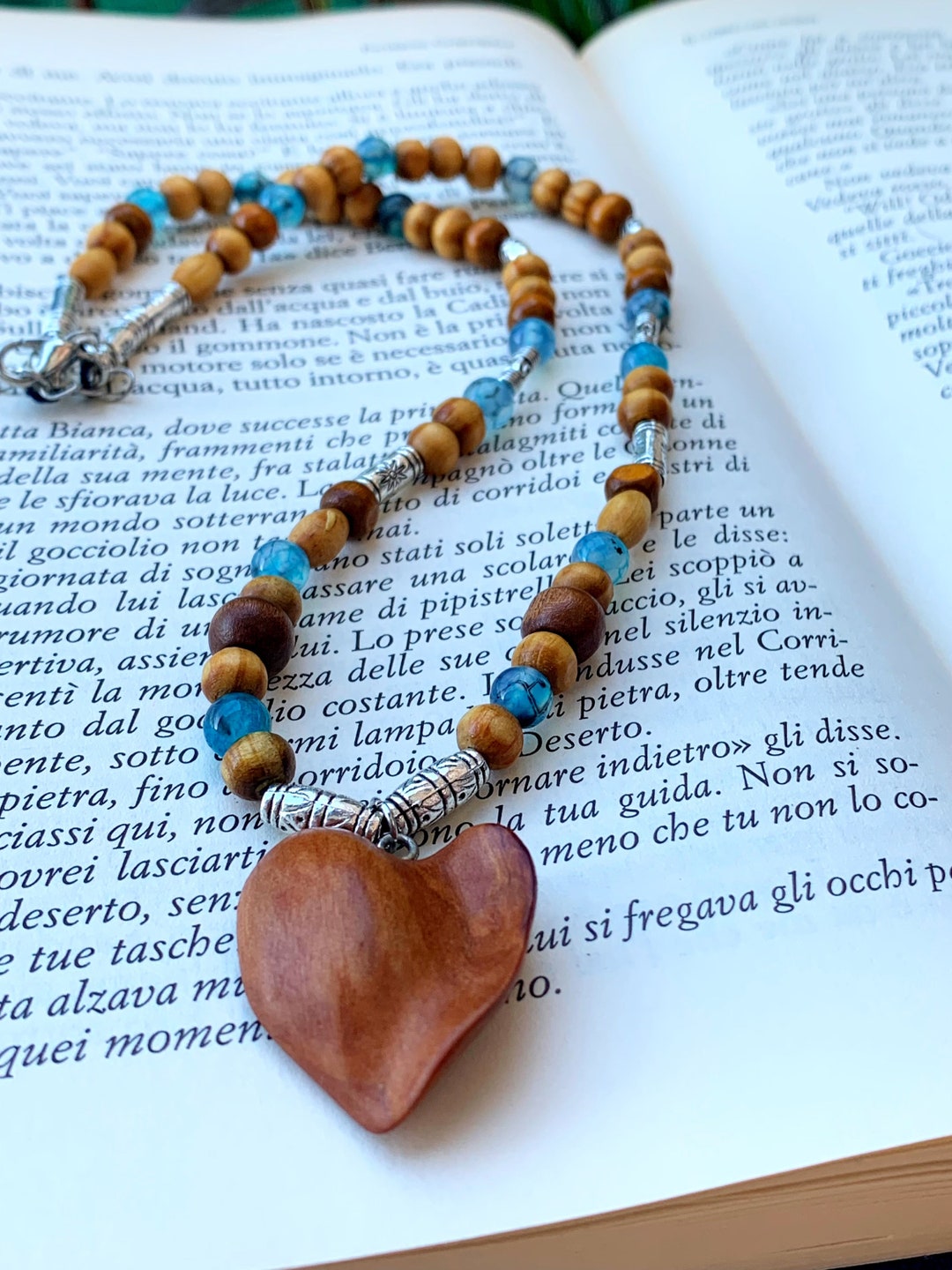Necklace, Choker, Wood, Pendant, Heart, Handmade, Artisanal, Unisex ...