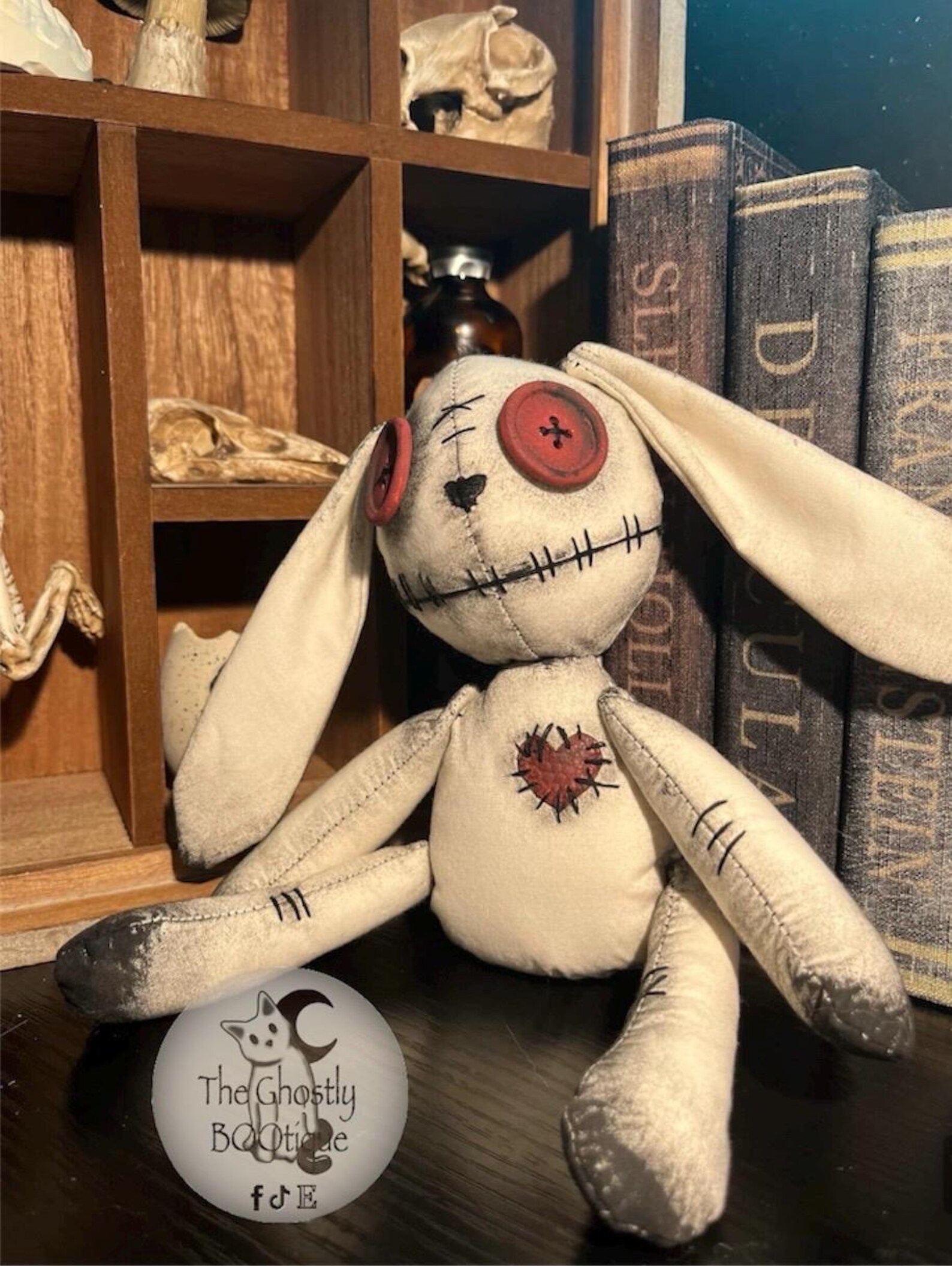 Creepy Cute Bunny Rabbit Vintage Looking Button Eyes Voodoo Doll , Rag ...